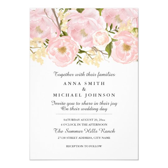Pretty Blush Pink Floral Wedding Invitation | Zazzle.com