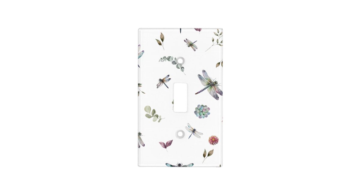 Pretty Botanical Floral Greenery Watercolor Light Switch Cover | Zazzle