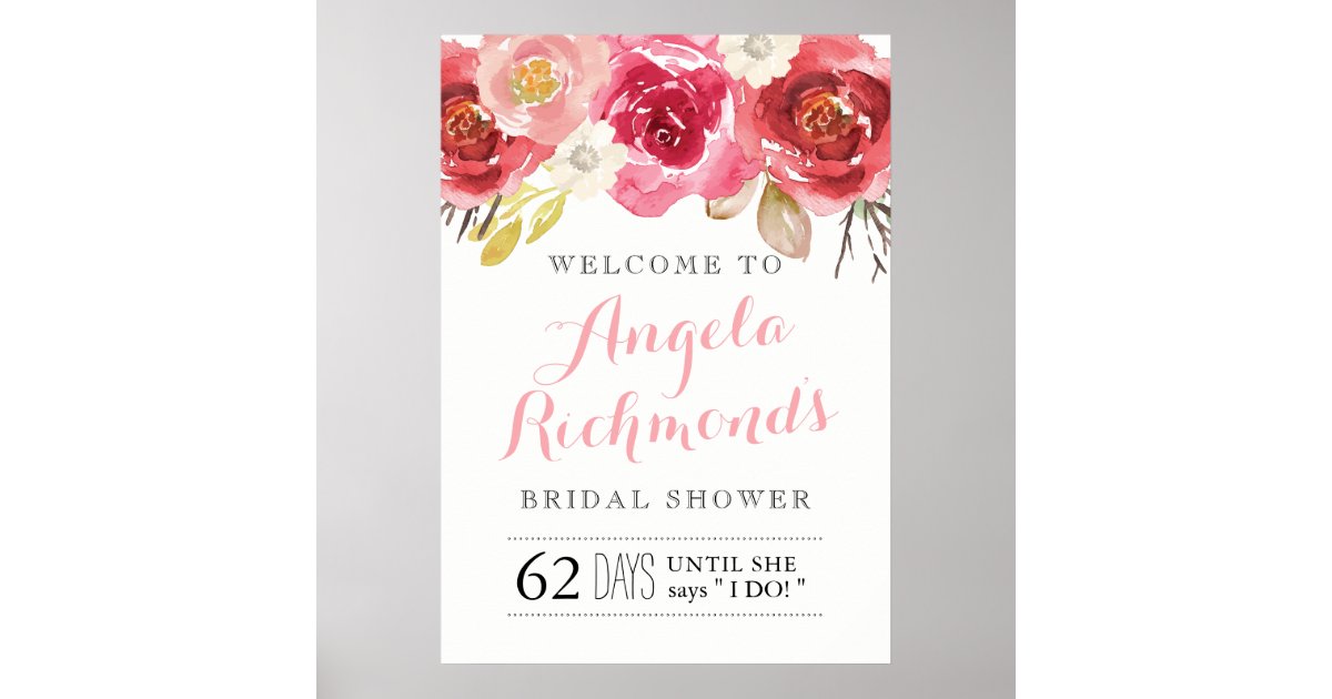Pretty Bridal Shower Welcome Sign (20x28) | Zazzle