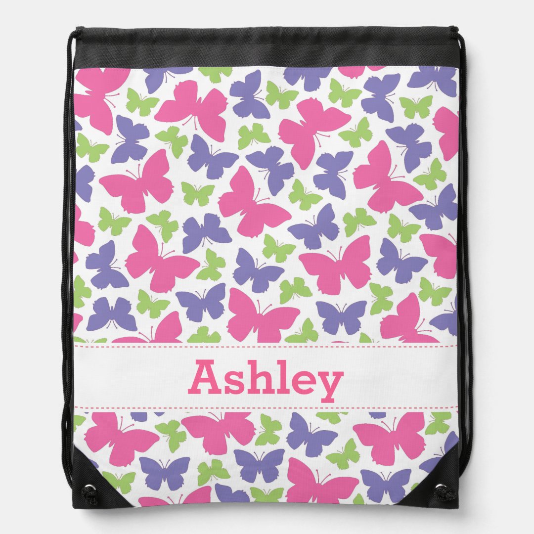 Pretty Butterflies Girl's Drawstring Backpack | Zazzle