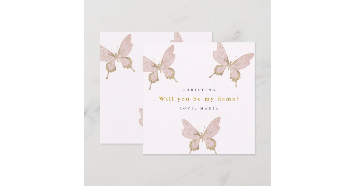 Pretty Butterfly Dama Proposal Quinceanera Invitation | Zazzle