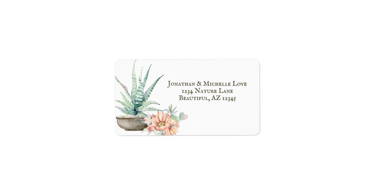 Pretty Cactus and Flower Cacti Address Label | Zazzle
