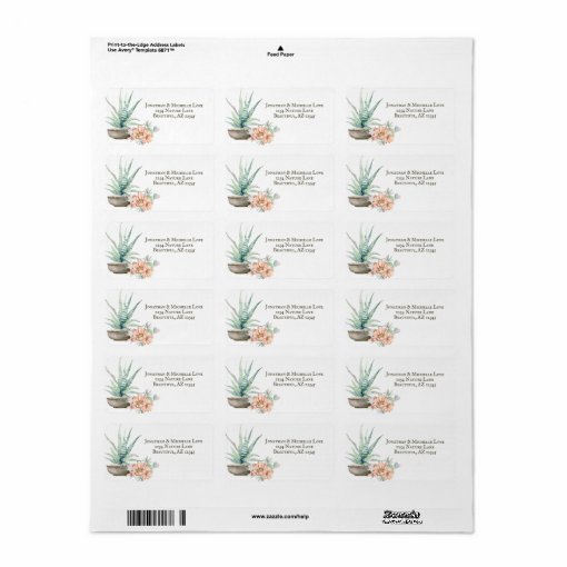 Pretty Cactus and Flower Cacti Address Label | Zazzle