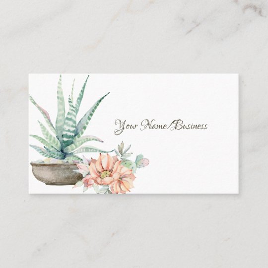 Pretty Cactus and Flower Cacti Business Card | Zazzle.com