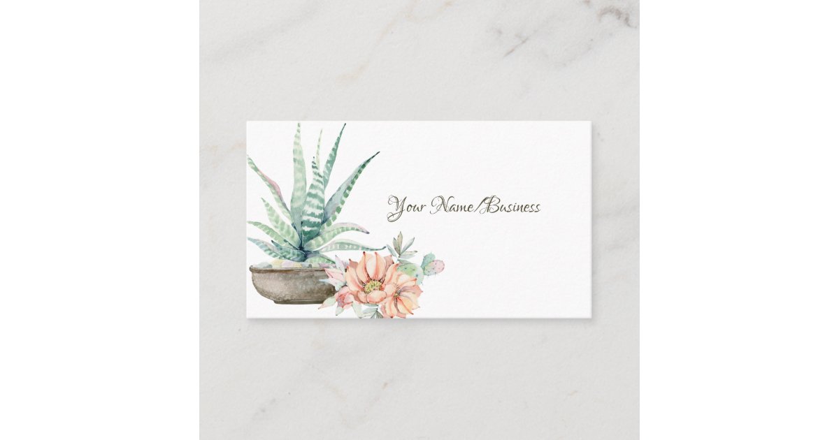 Pretty Cactus and Flower Cacti Business Card | Zazzle