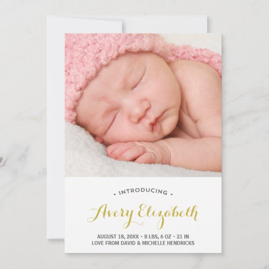 Pretty Calligraphy | Photo Birth Announcement | Zazzle.com