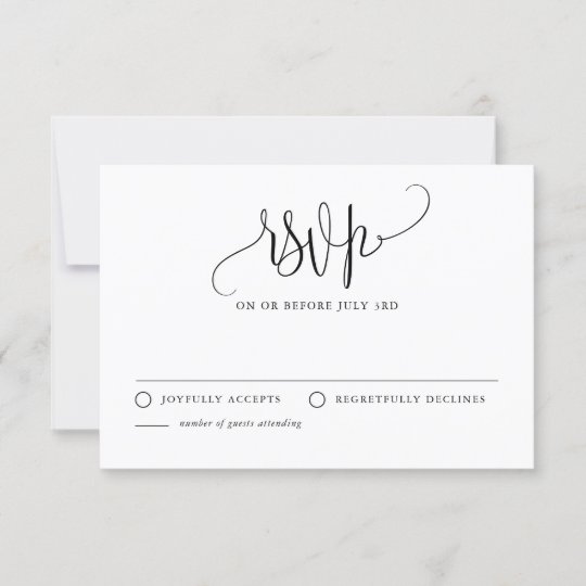 Pretty Calligraphy Script Black Wedding RSVP Card | Zazzle.com