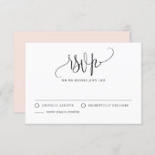 Pretty Calligraphy Script Black Wedding RSVP Card | Zazzle