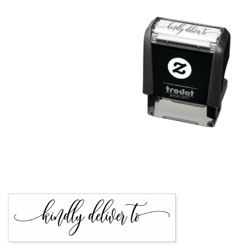 Pretty Calligraphy Script Kindly Deliver To Self-inking Stamp | Zazzle