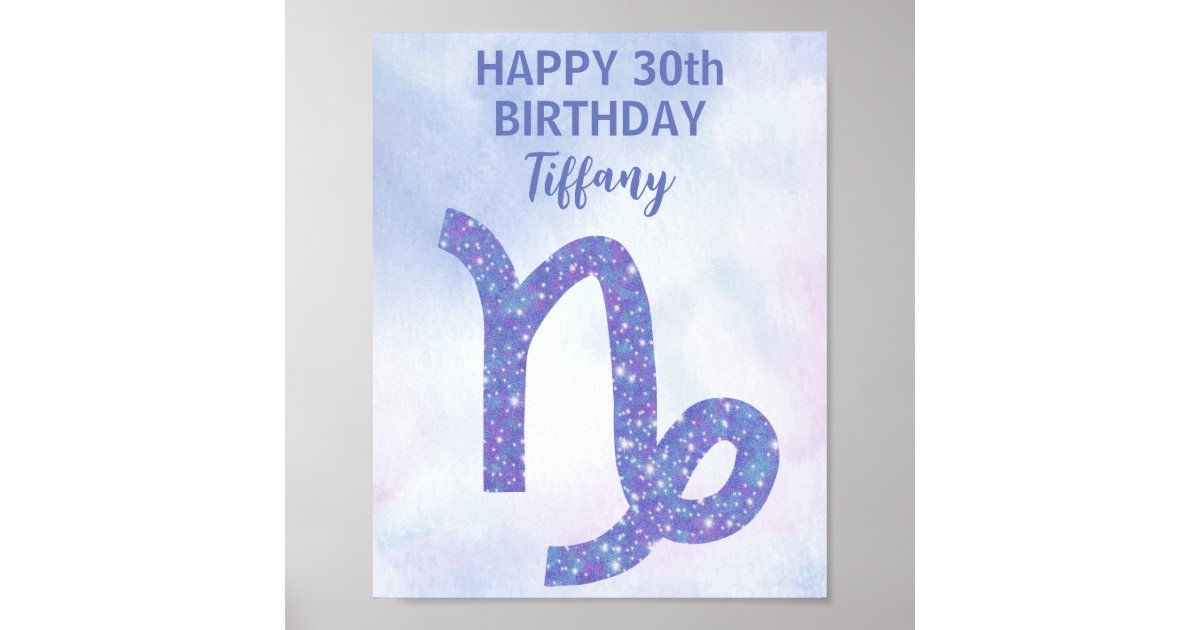 Pretty Capricorn Astrology Custom Birthday Party Poster | Zazzle