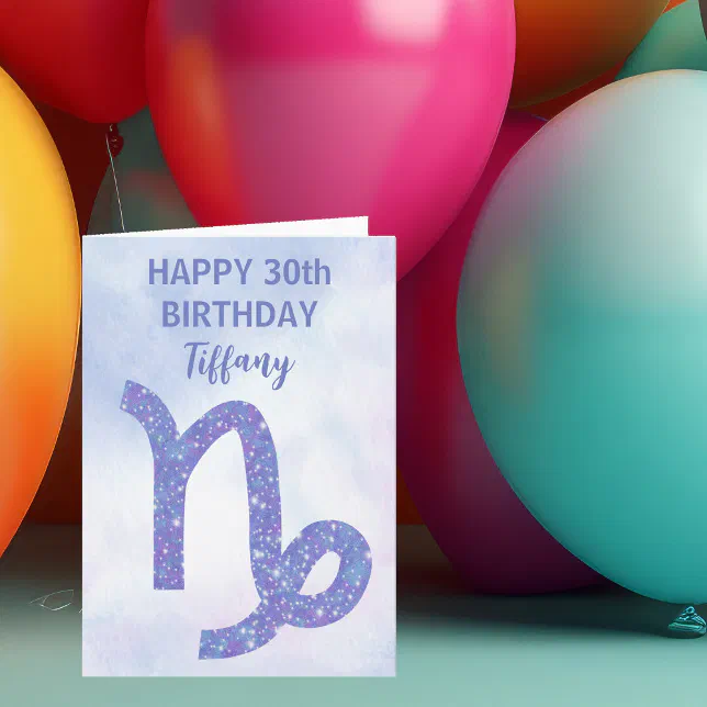 Pretty Capricorn Astrology Sign Custom Birthday Card | Zazzle