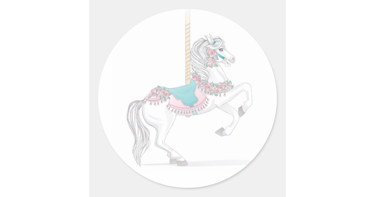 Pretty Carousel Horse Sticker | Zazzle