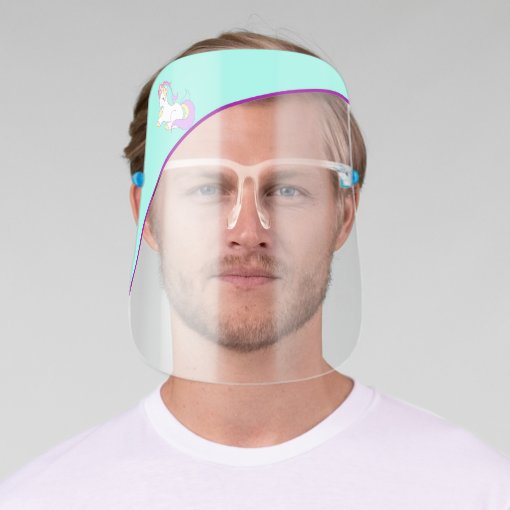 Pretty Cartoon Unicorn Girls Face Shield | Zazzle