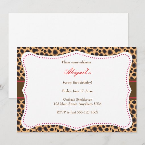 Pretty Cheetah Invitation | Zazzle