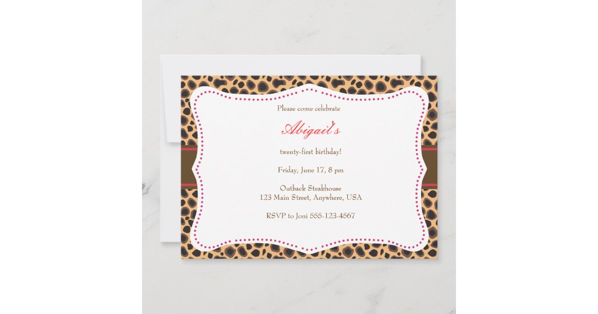 Pretty Cheetah Invitation | Zazzle