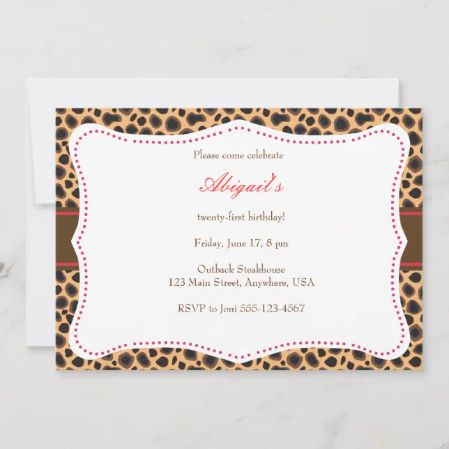 Pretty Cheetah Invitation | Zazzle