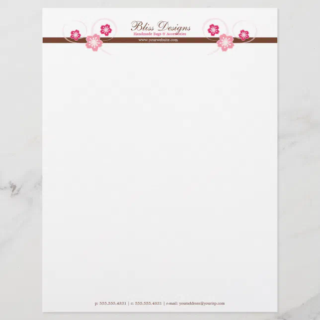 Pretty Cherry Blossom Flower Letterhead | Zazzle