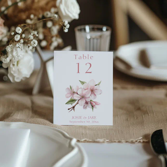 Pretty cherry blossom flower Table Number sign | Zazzle