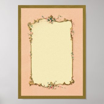 Pretty Chic Vintage French Blank Page Border Poster | Zazzle
