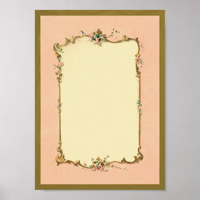 Pretty Chic Vintage French Blank Page Border Poster | Zazzle