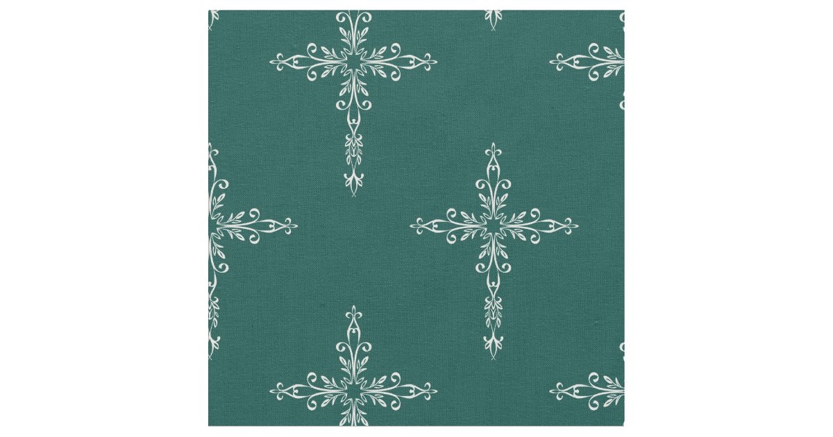 Pretty Christian Cross Religious Fabric | Zazzle
