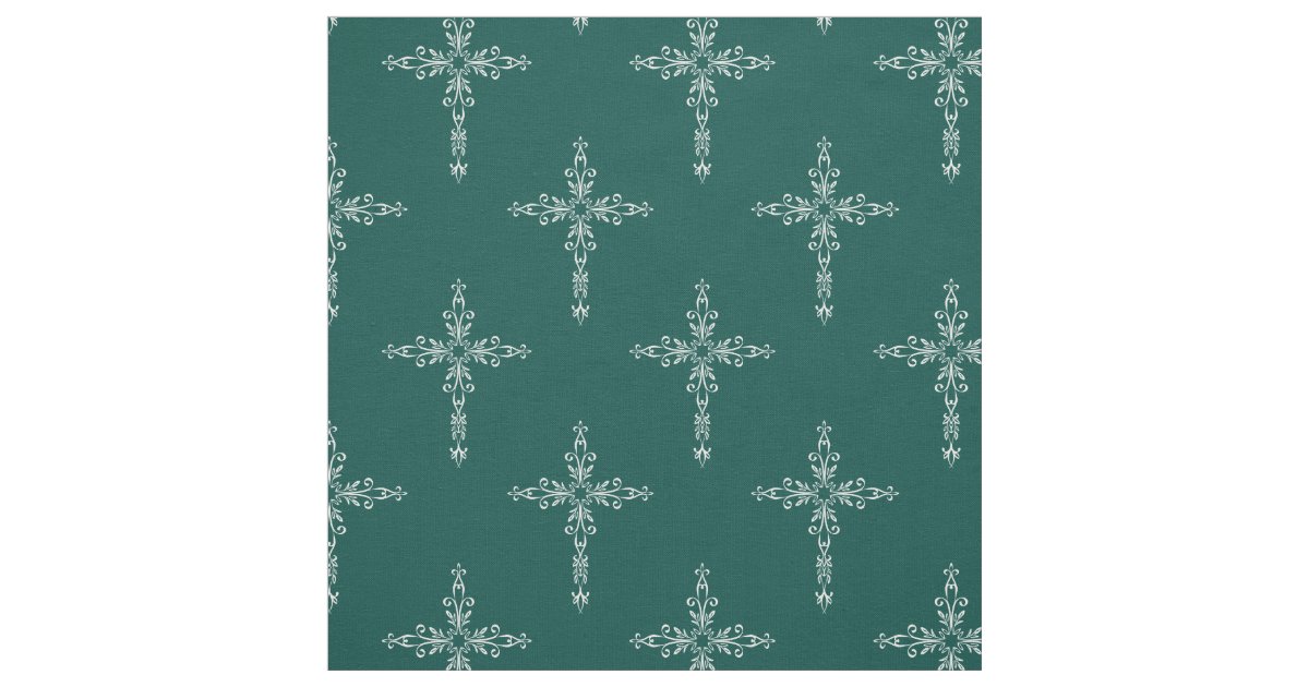 Pretty Christian Cross Religious Fabric | Zazzle