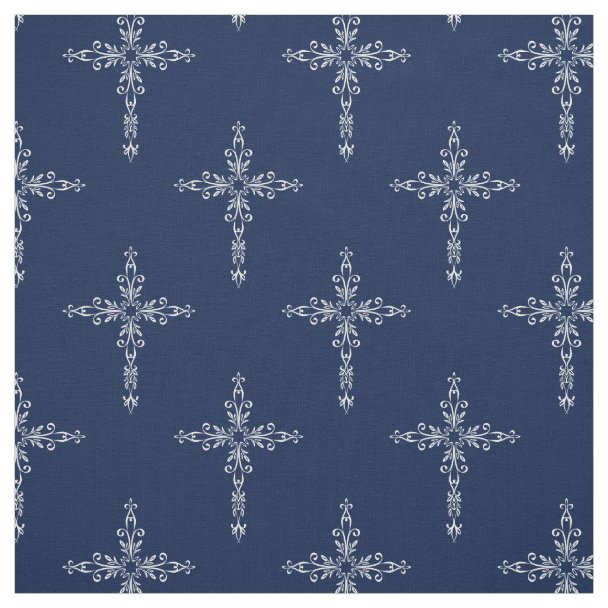 Pretty Christian Cross Religious Fabric | Zazzle
