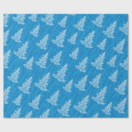 Pretty Christmas Forest Pine Trees in Snowfall Wrapping Paper | Zazzle