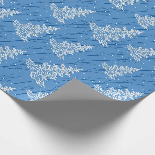 Pretty Christmas Forest Pine Trees in Snowfall Wrapping Paper | Zazzle