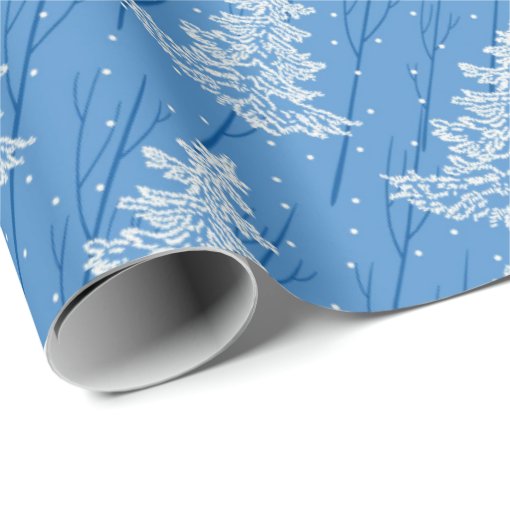 Pretty Christmas Forest Pine Trees in Snowfall Wrapping Paper | Zazzle