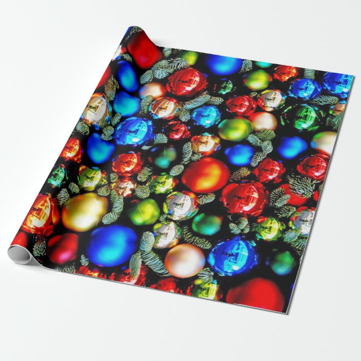 Pretty Christmas Ornaments, Wrapping Paper | Zazzle.com