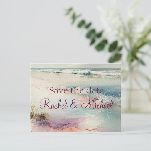 Pretty Coastal Save the Date Announcement Postcard | Zazzle