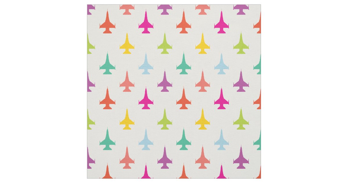 Pretty Colorful F-16 Viper Fighter Jet Pattern Fabric | Zazzle