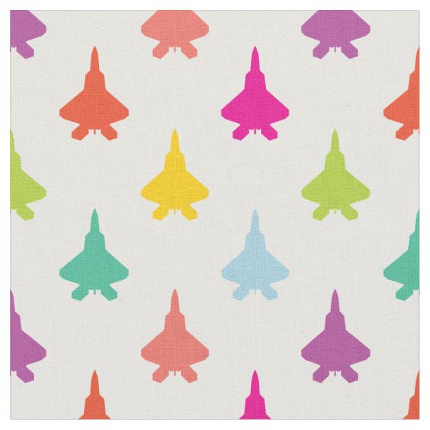 Colorful F-22 Raptor Fighter Jet Pattern Primaries Fabric | Zazzle