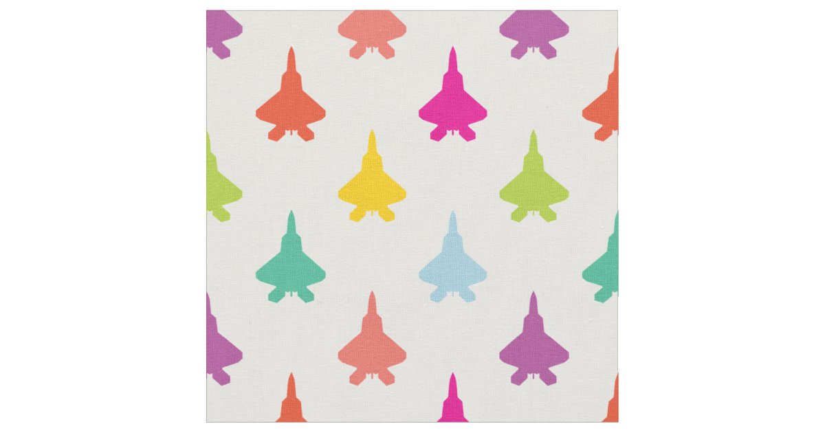 Pretty Colorful F-22 Raptor Fighter Jet Pattern Fabric | Zazzle