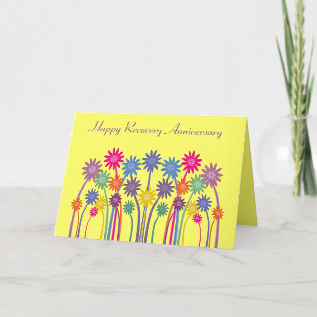 Pretty Colorful Flowers Customizable Recovery Card | Zazzle