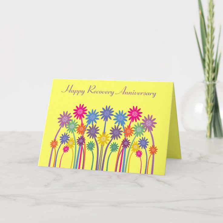 Pretty Colorful Flowers Customizable Recovery Card | Zazzle