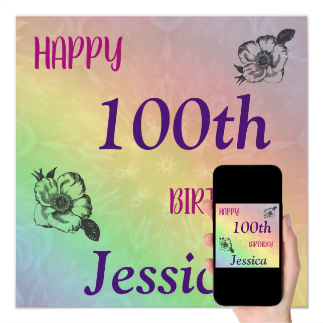 Pretty Colorful Happy 100th Birthday Poster | Zazzle