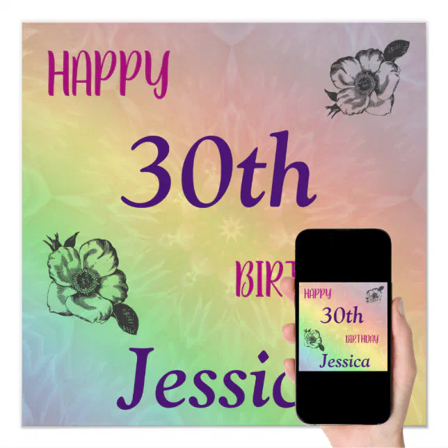 Pretty Colorful Happy 30th Birthday Poster | Zazzle