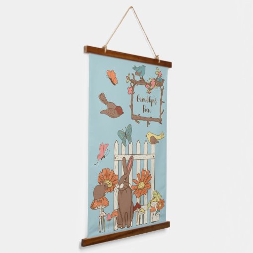 Pretty Cottagecore Birds and Animals Personalized Hanging Tapestry | Zazzle