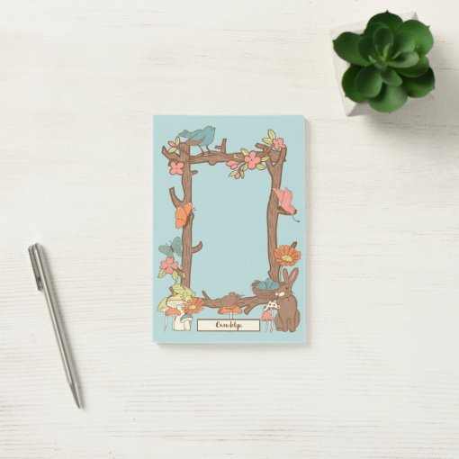 Pretty Cottagecore Birds and Animals Personalized Post-it Notes | Zazzle