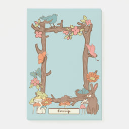 Pretty Cottagecore Birds and Animals Personalized Post-it Notes | Zazzle