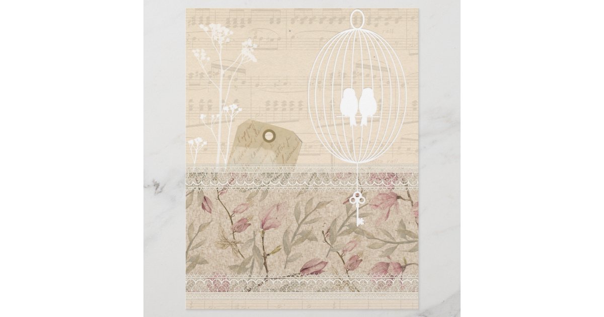 Pretty Cream & Lace Floral Scrapbook Paper | Zazzle