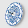Pretty Delft Colors Blue and White Large Clock | Zazzle