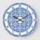Pretty Delft Colors Blue and White Large Clock | Zazzle