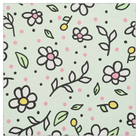 Cute Pink Daisy Flower Pattern Fabric | Zazzle