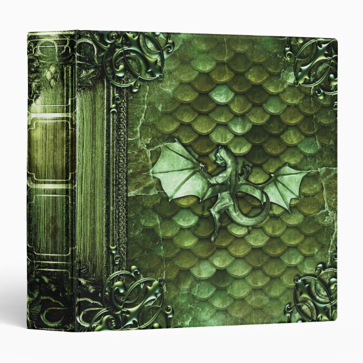 Pretty Dragon Scales Ancient Tome Magic Book 3 Ring Binder | Zazzle