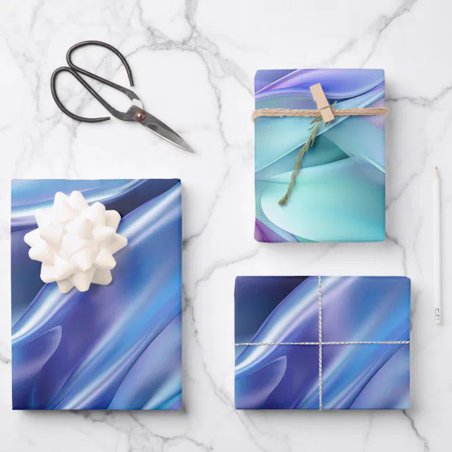 Pretty Dreamy Blue Purple Bridal Shower Wrapping Paper Sheets | Zazzle