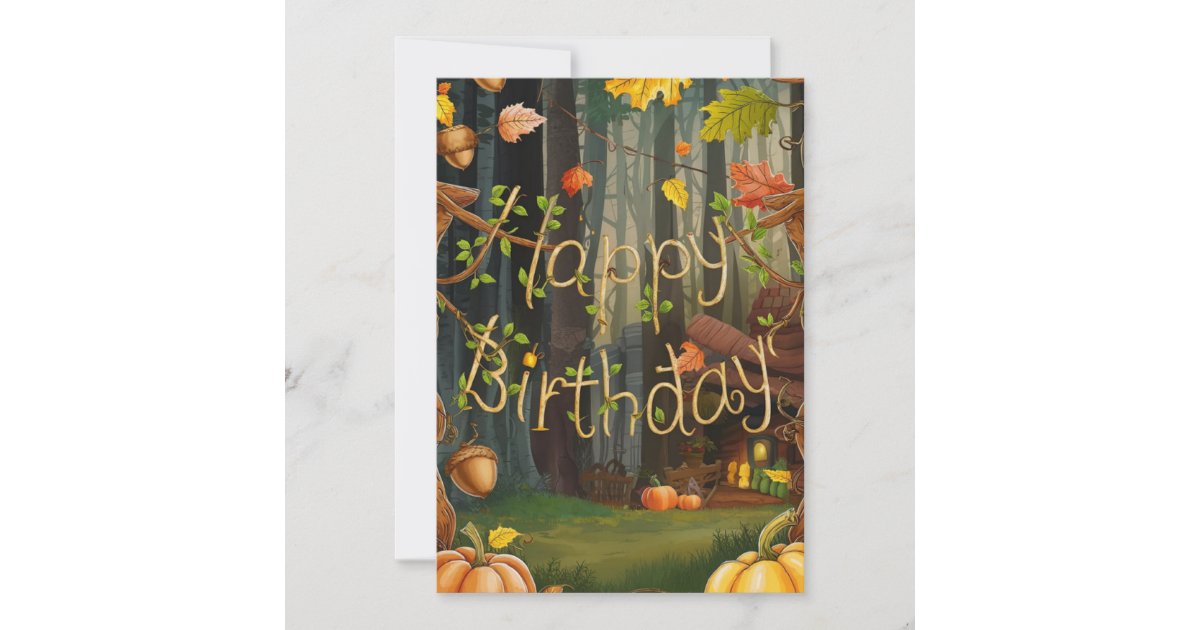 Pretty Editable Cozy Autumn Fall Happy Birthday Card | Zazzle