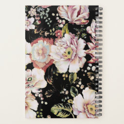 pretty elegant girly chic pink black floral planner | Zazzle